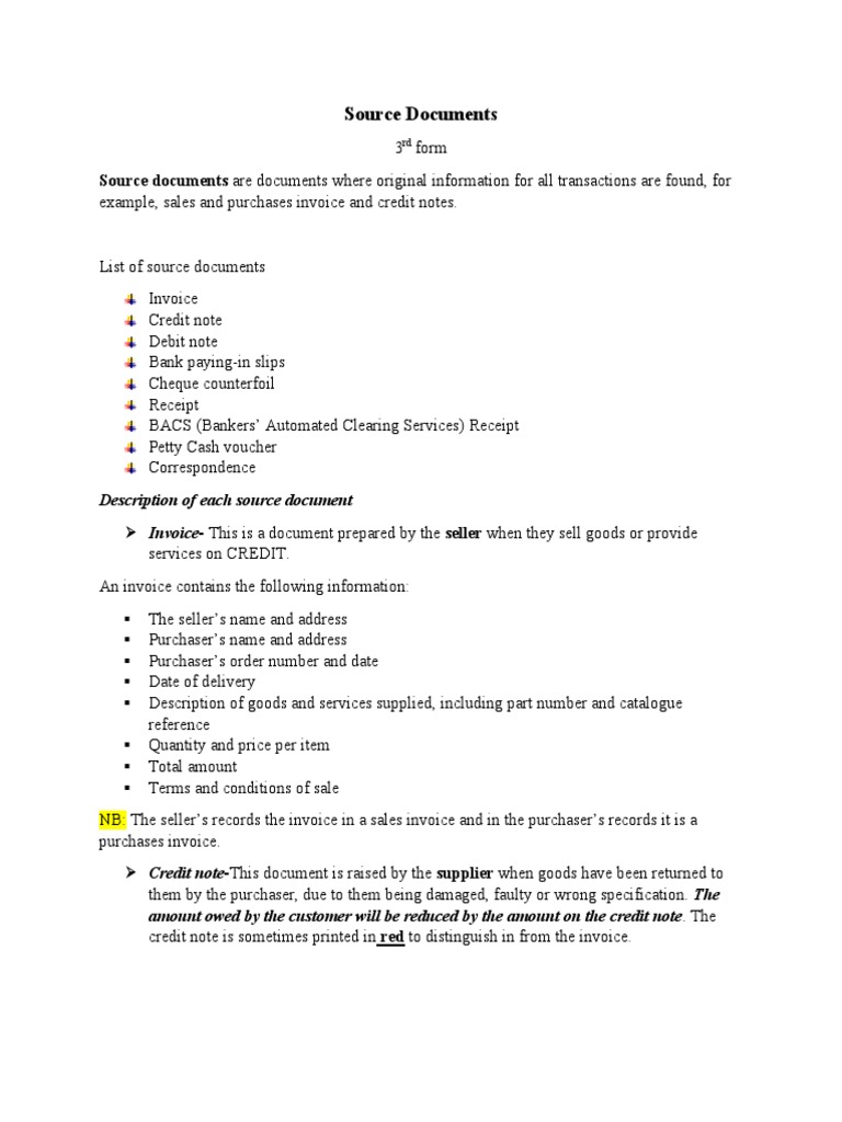 Source Documents Accounts | PDF | Cheque | Invoice
