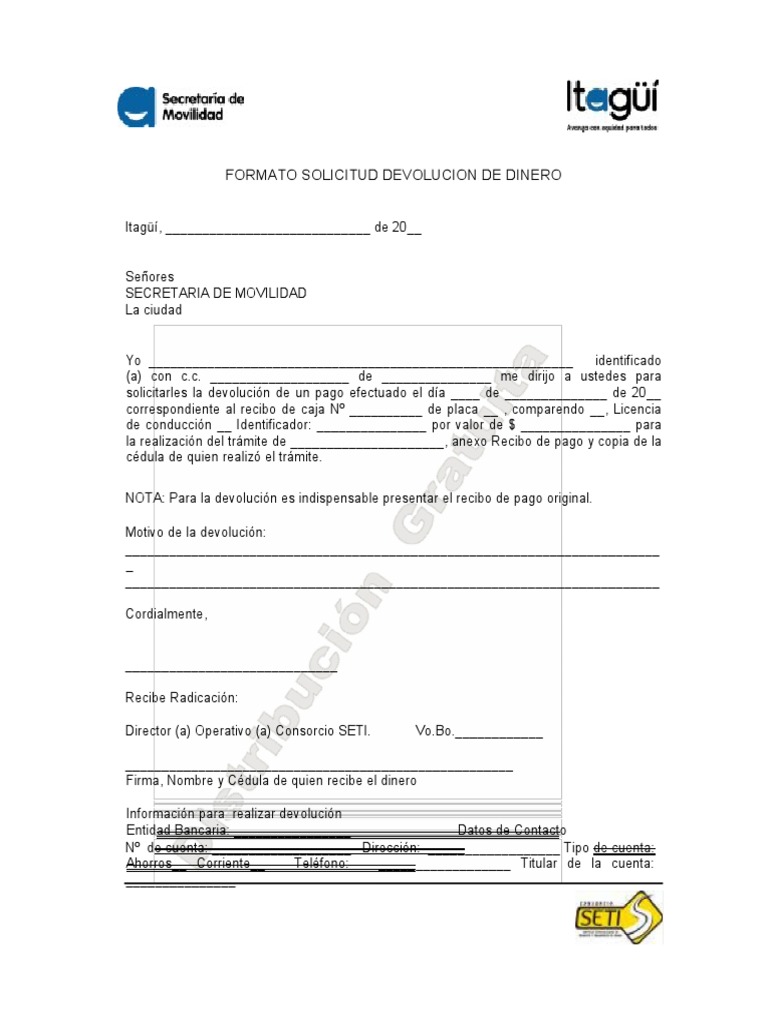 4 Formato Solicitud Devolcuion Dinero | PDF