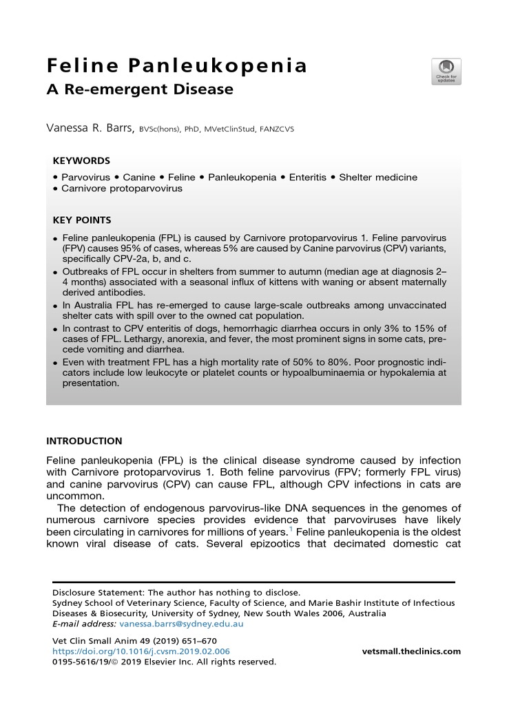 Feline Panleukopenia A Re-Emergent Disease | PDF | Virus | Infection