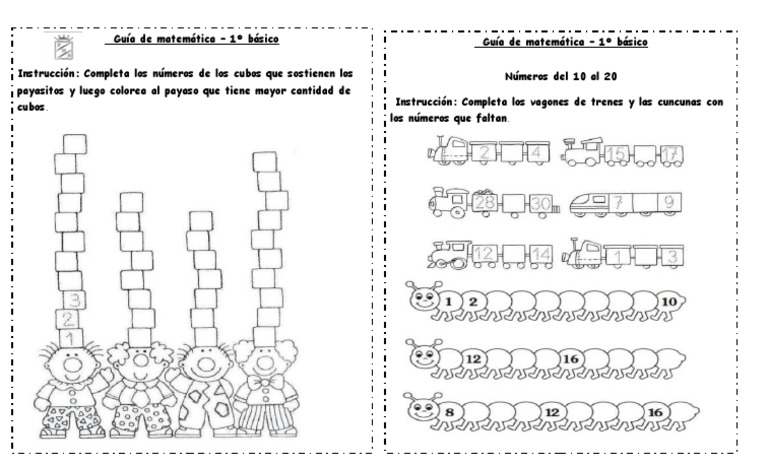 Guia de Matematica 1° Basico Numeros Del 1 Al 20 | PDF