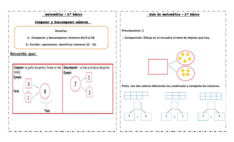 Composición y Descomposición Números 1° Básico | PDF
