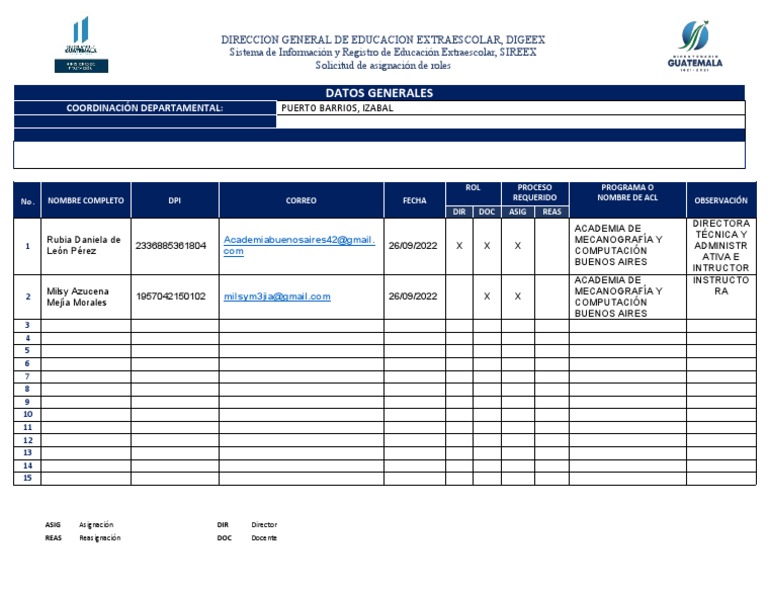 Formato Solicitud de Roles | PDF