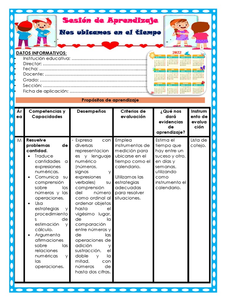Estimando el tiempo entre sucesos utilizando el calendario | PDF ...