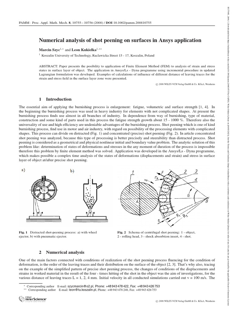 Numerical Analysis of Shot Peening On Surfaces in Ansys Application | PDF