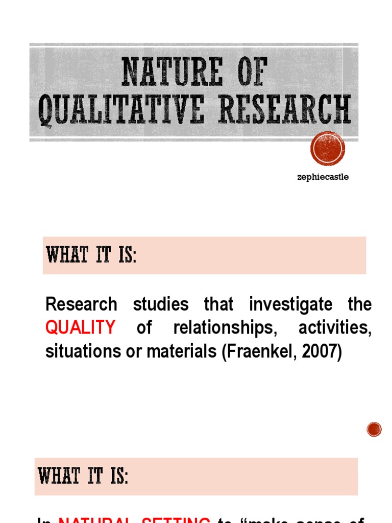 Nature of Qualitative Research | PDF