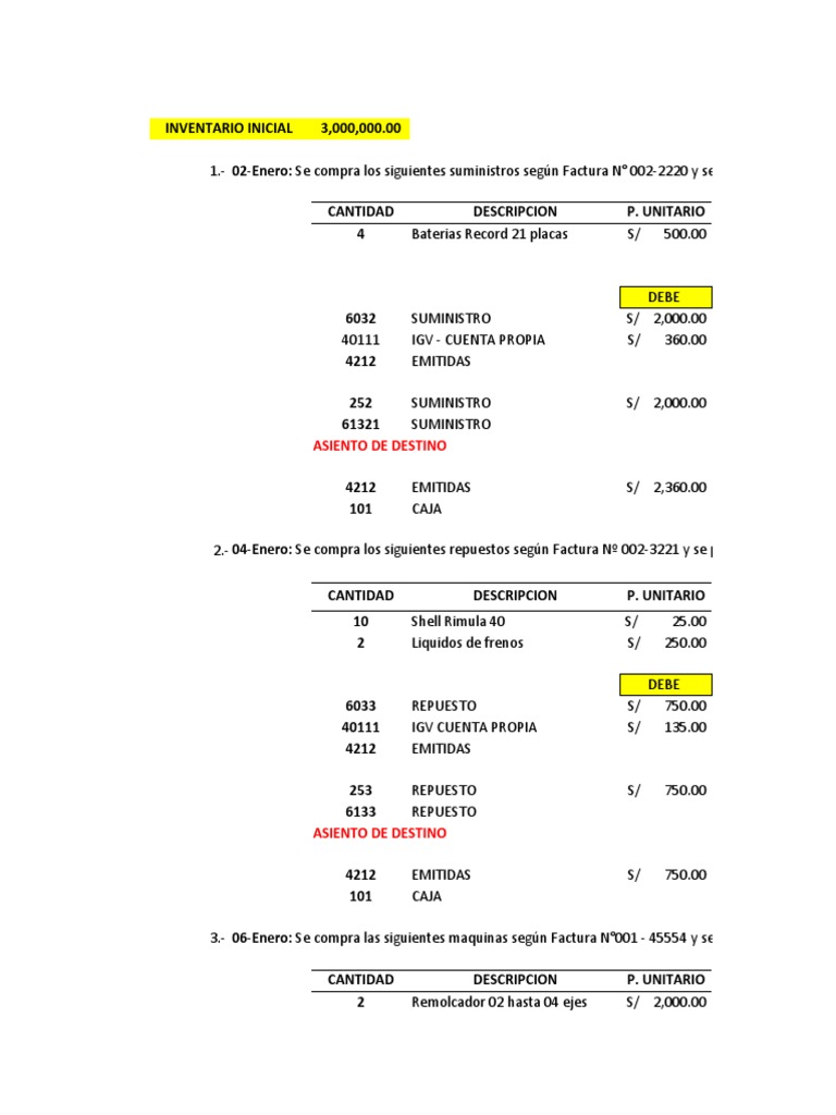 Asiento de Destino | PDF