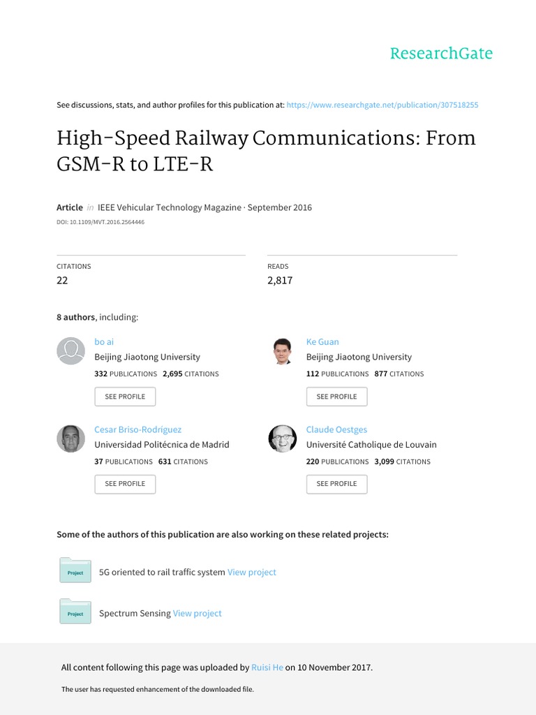 High-Speed Railway Communications - From GSM-R To LTE-R | PDF | Orthogonal Frequency Division ...