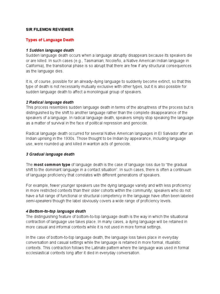 Types of Language Death | PDF