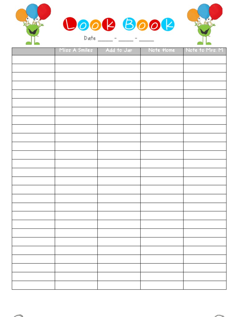 Look Book & Reminder Binder Sheet | PDF