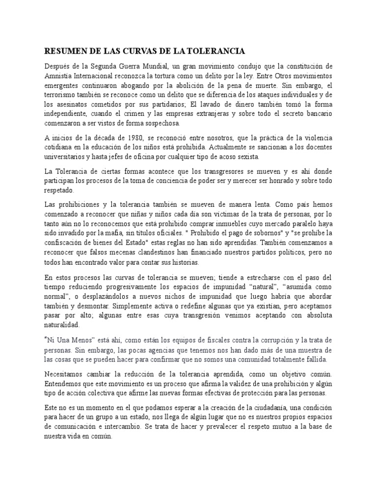 Resumen de Las Curvas de La Tolerancia | PDF | Tolerancia | Corrupción política