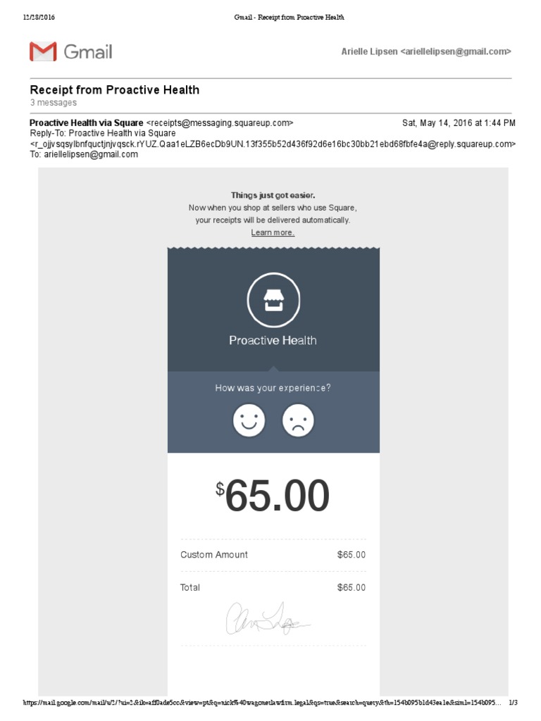 Receipt From Proactive Health | PDF