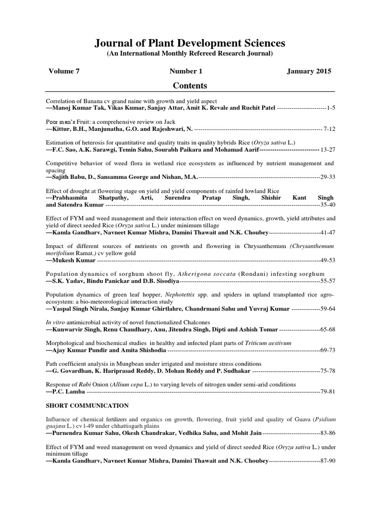 Journal of Plant Development Sciences | PDF | Plants | Botany