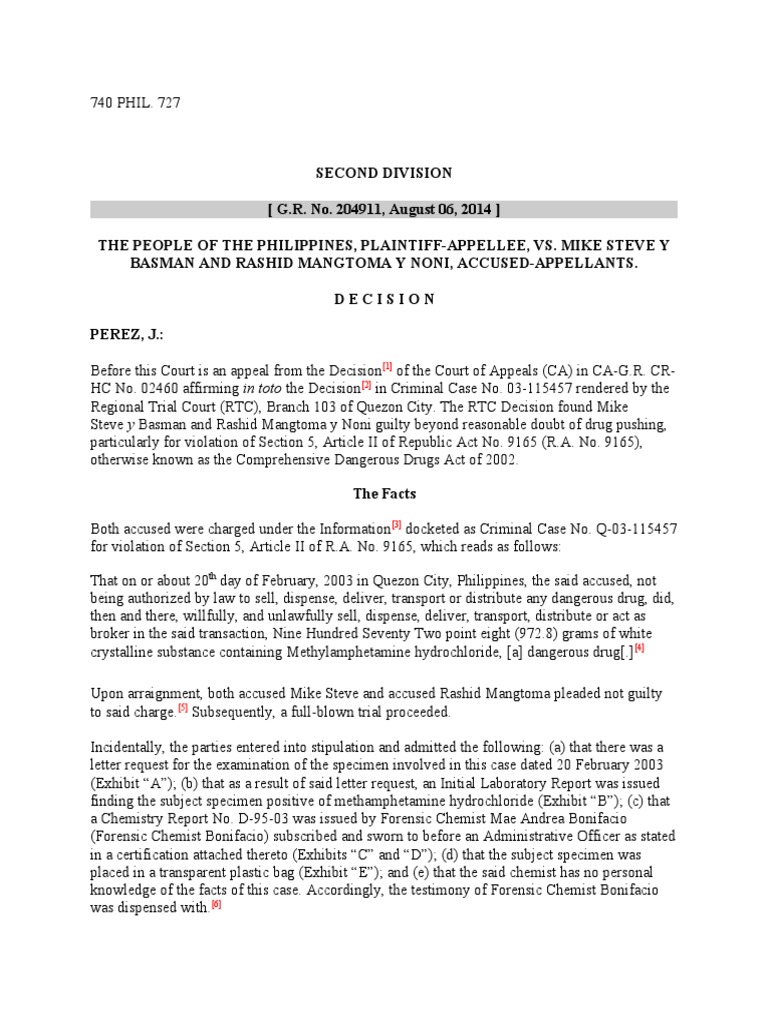 Drug Pushing Case: People vs. Basman & Mangtoma | PDF | Evidence (Law ...
