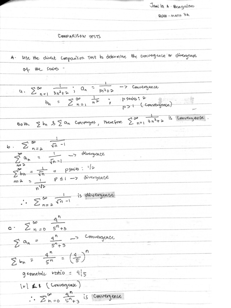 A. Direct Comparison Test | PDF A. Direct Comparison Test | PDF
