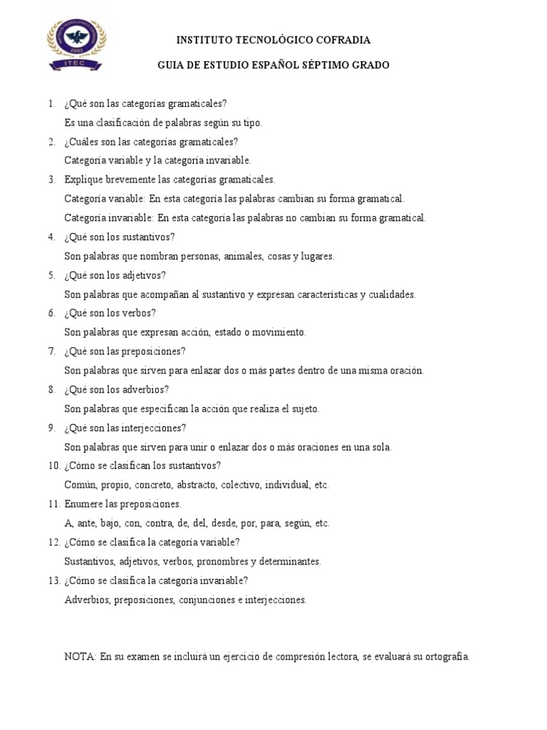 Guia de Estudio Séptimo Grado | PDF Guia de Estudio Séptimo Grado | PDF