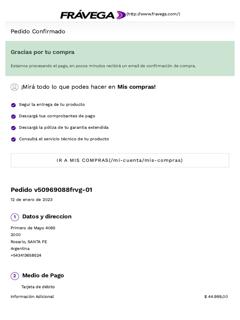 Pedido Confirmado | PDF