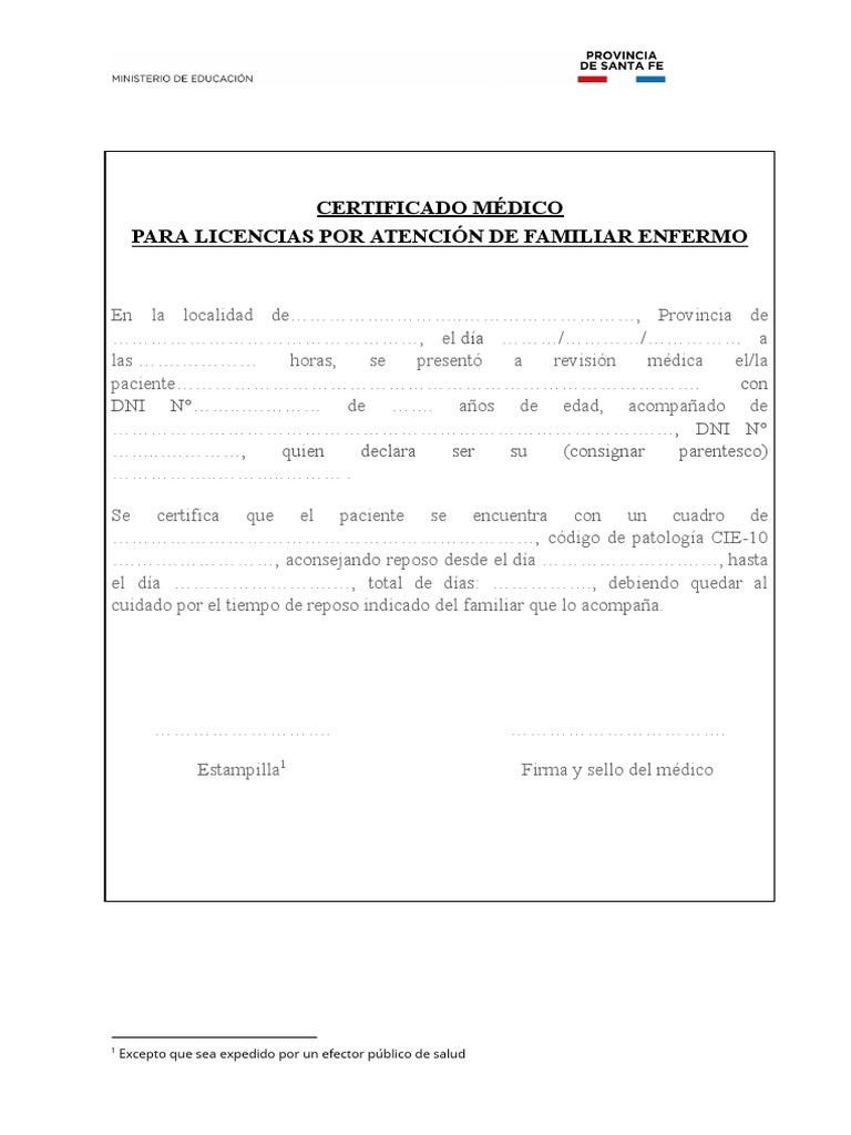 Certificado Atencion Familiar Enfermo | PDF