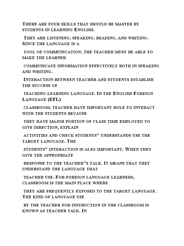 Teacher Talk Chapter 3 | PDF | Second Language Acquisition | Teachers