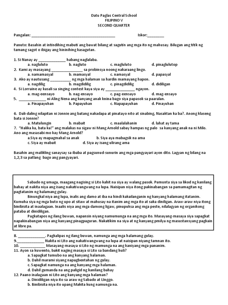 3rd Quarter in Filipino | PDF