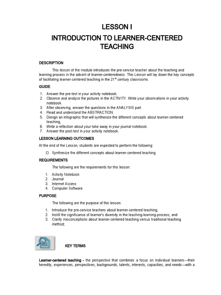 Lesson I Introduction To Learner-Centered Teaching | PDF