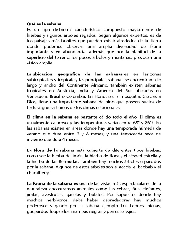 Qué Es La Sabana | PDF