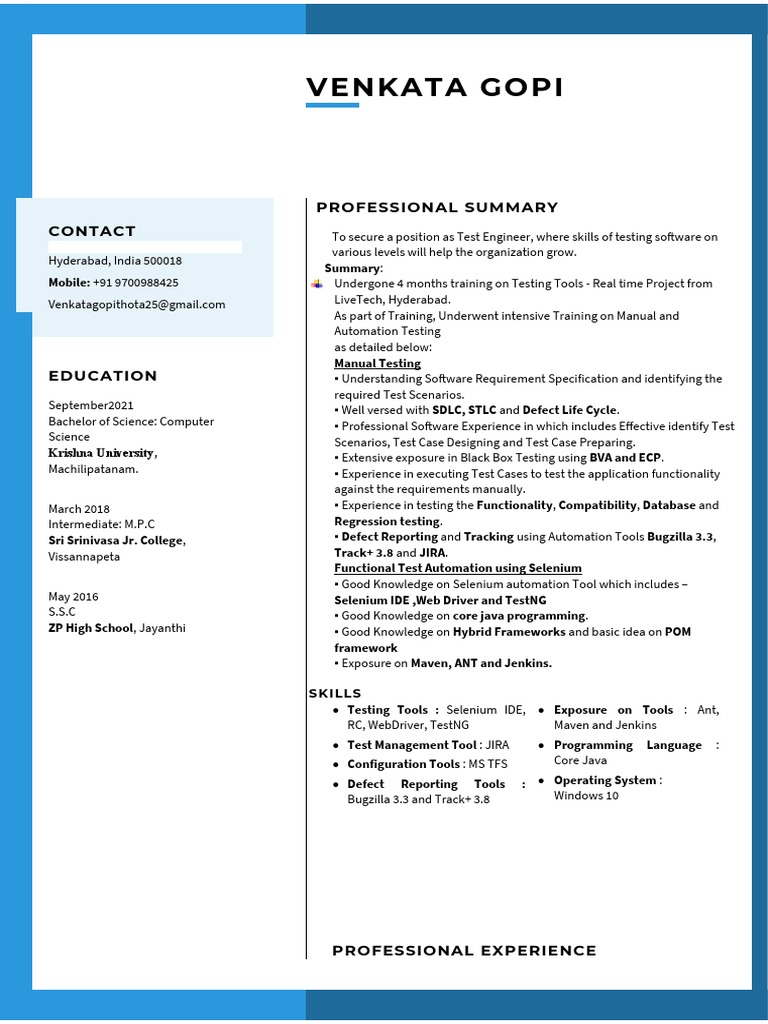 Venkata Gopi _testengineer_trainee | PDF | Selenium (Software ...
