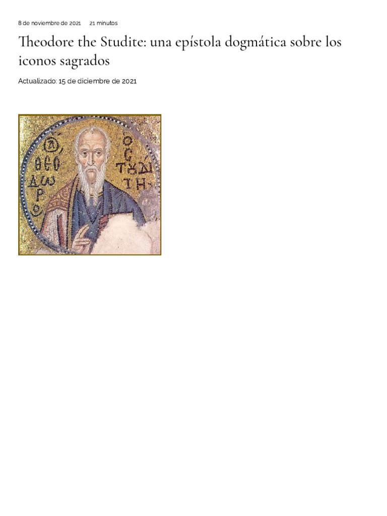 Theodore The Studite - A Dogmatic Epistle On The Holy Icons | PDF ...