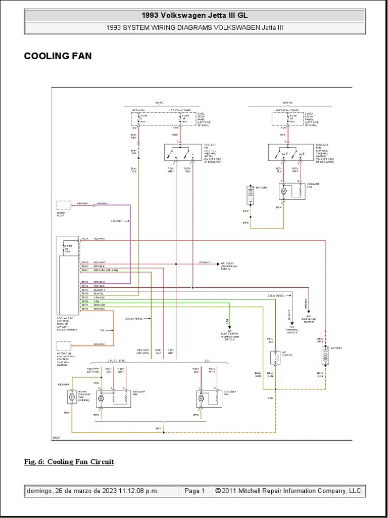 Cooling Fan: 1993 Volkswagen Jetta III GL 1993 Volkswagen Jetta III GL ...