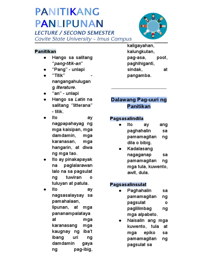 Panitikan Notes | PDF
