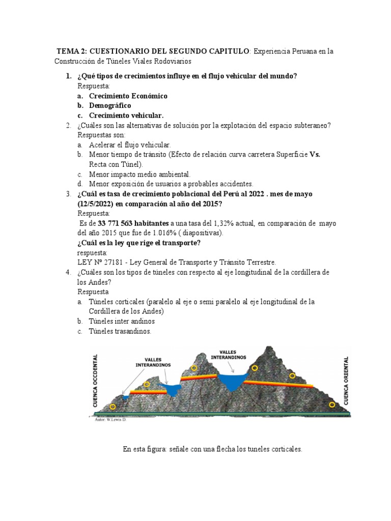 CUESTIONARIO DEL SEGUNDO CAPITULO Completo | PDF | Túnel | Perú