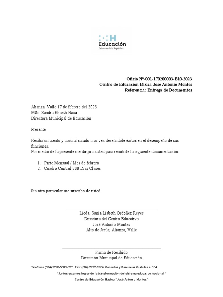 Oficio Entrega de Documentos | PDF
