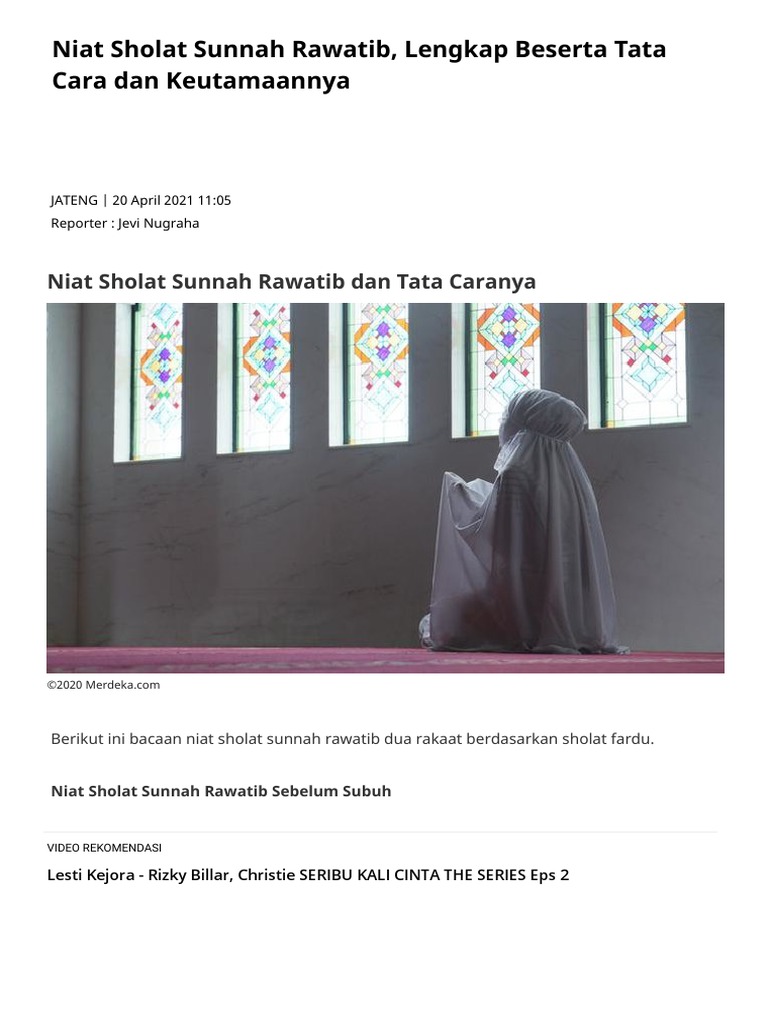 Niat Sholat Sunnah Rawatib, Lengkap Beserta Tata Cara Dan Keutamaannya ...