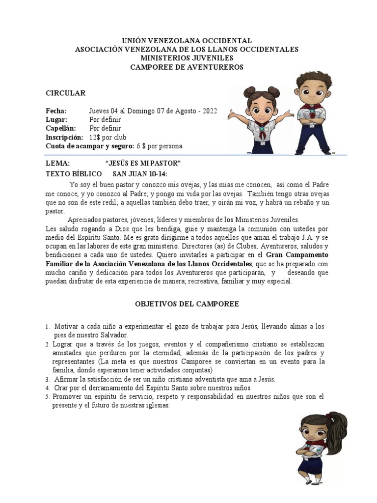 1era Circular Camporee AVENTURERO AVLLOC 2022 | PDF