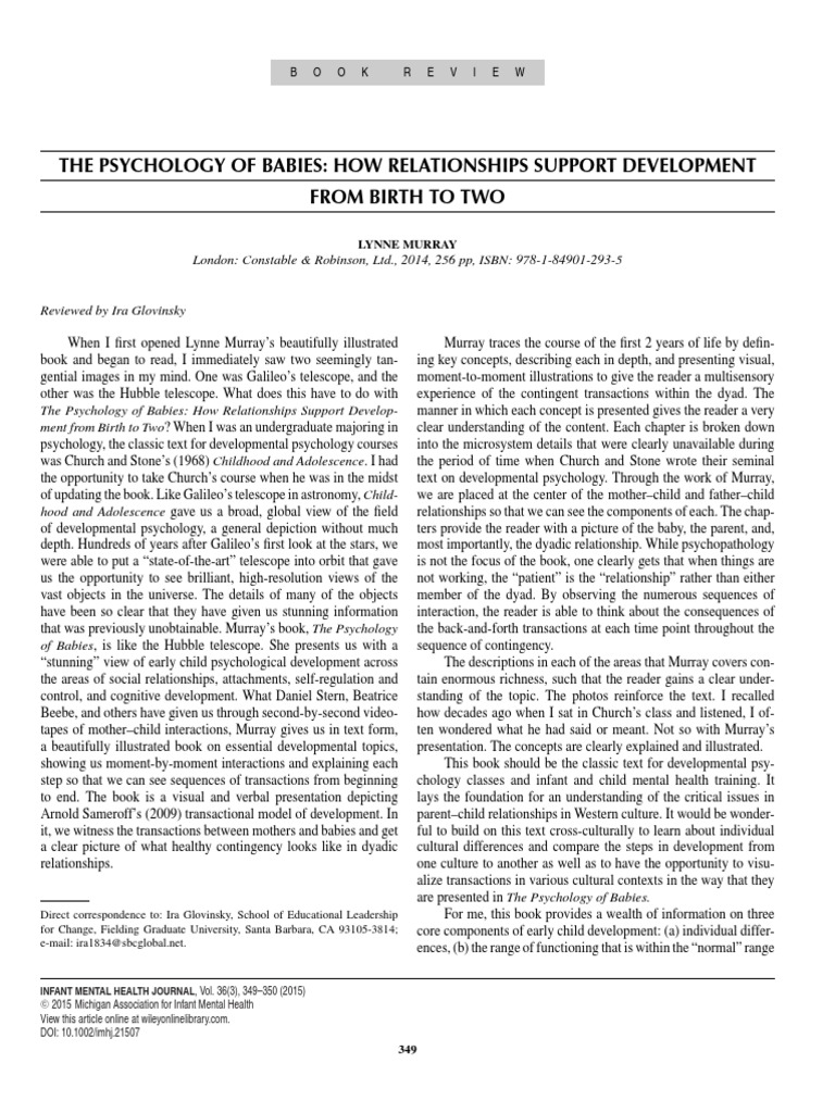 The Psychology of Babies How Relationshi | PDF | Child Development ...