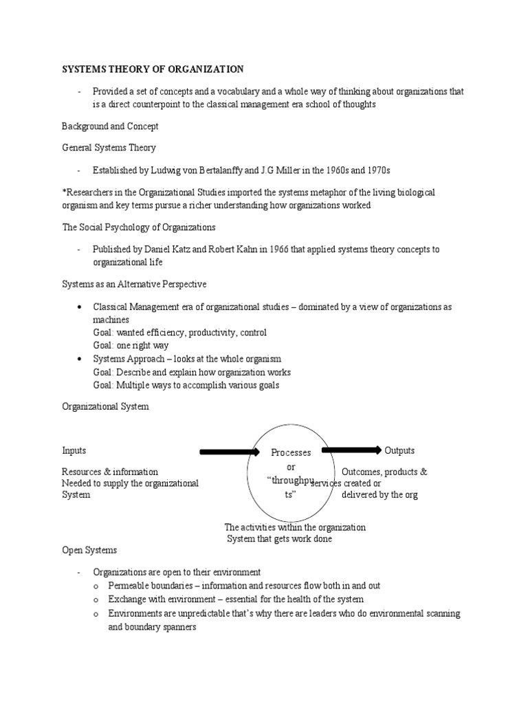 Systems Theory of Organization | PDF | Systems Theory | System