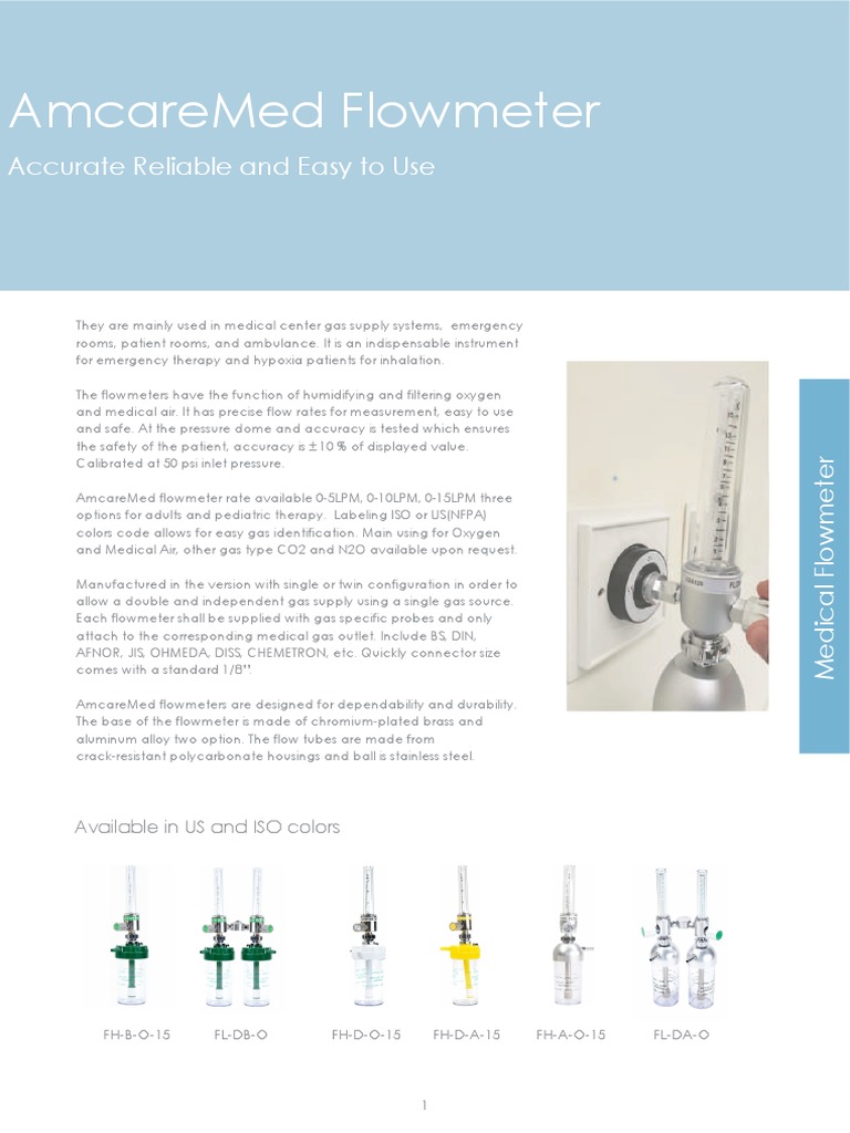 Oxygen Flowmeter AmcareMed 0703 | PDF | Flow Measurement | Valve