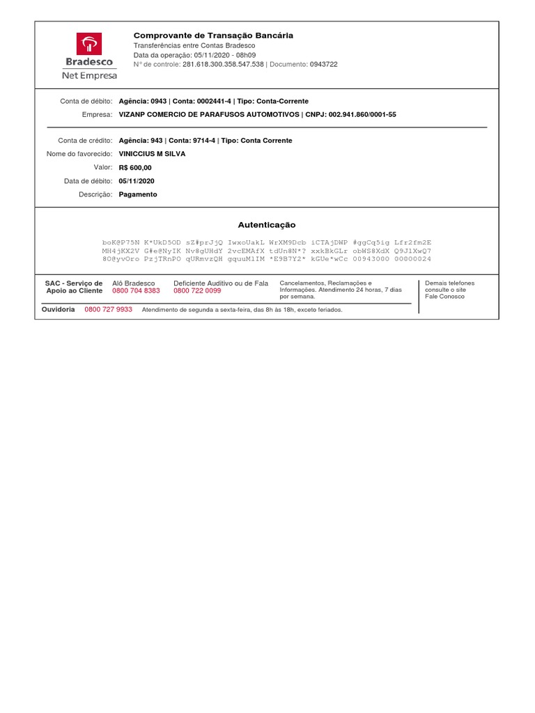 Comprovante de Transação Bancária | PDF