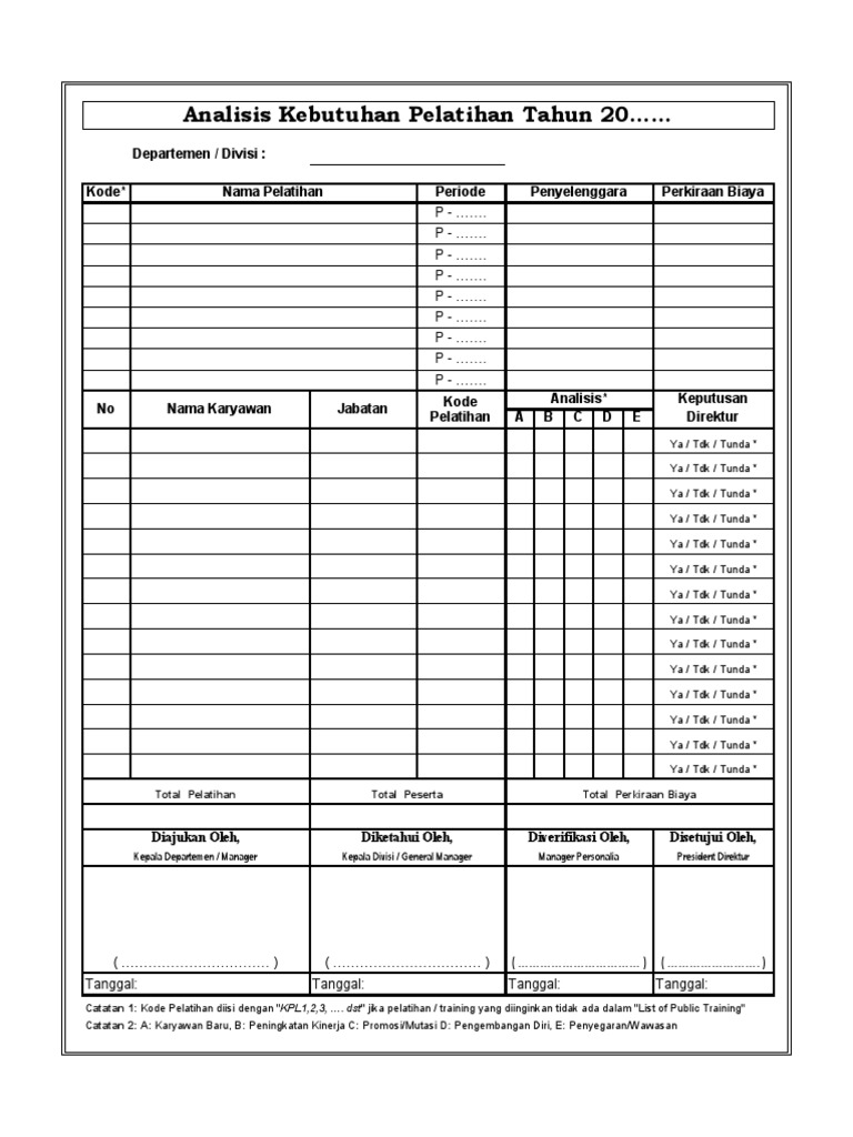 Contoh Form Pelatihan | PDF