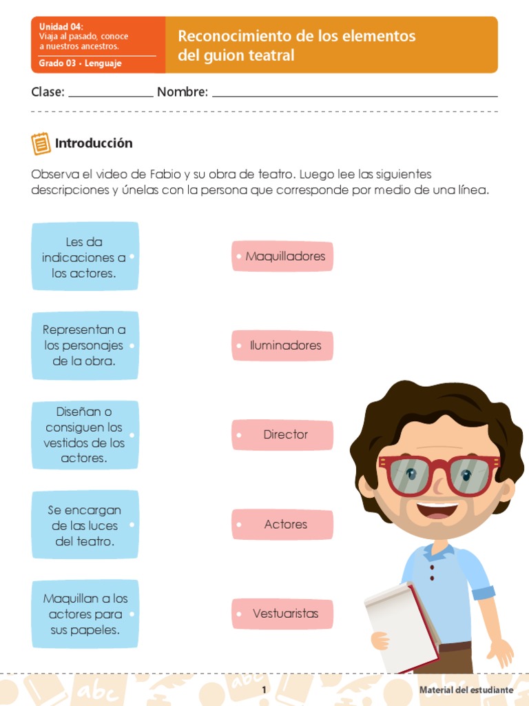 Reconocimiento de Los Elementos Del Guion Teatral: Clase: Nombre ...
