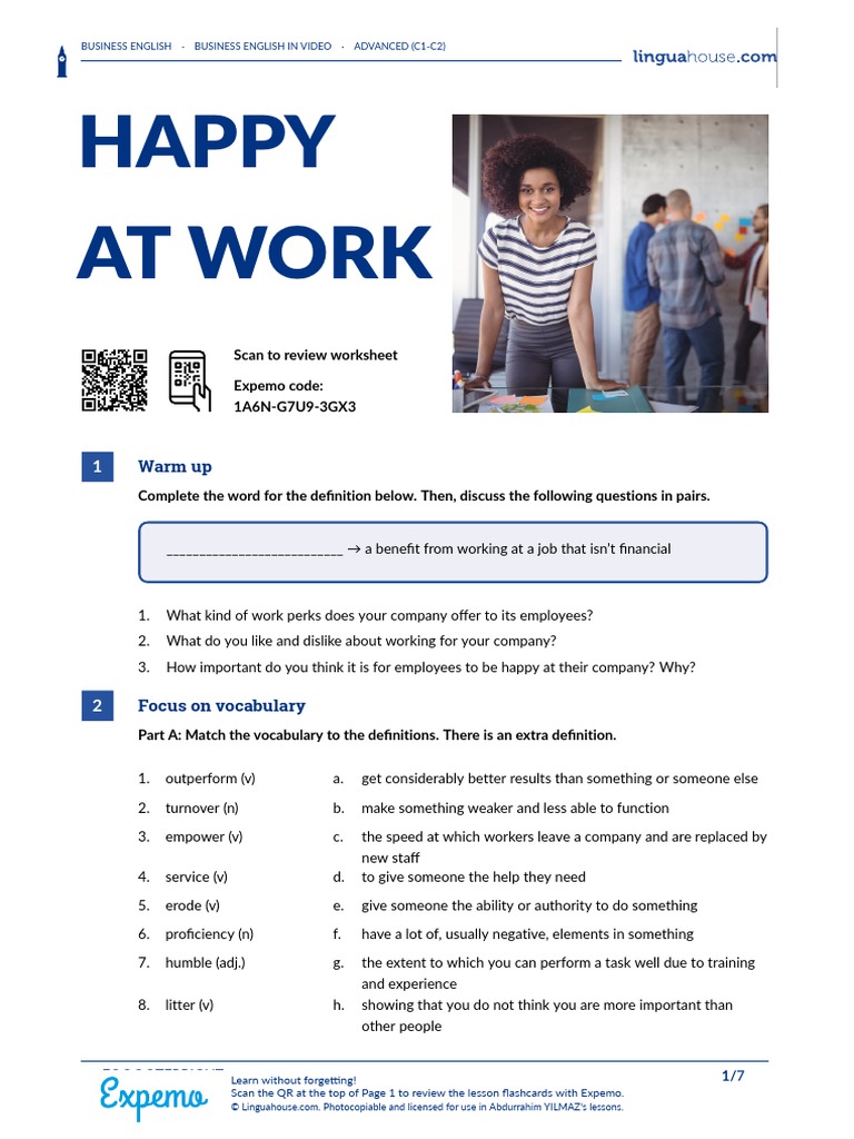 Linguahouse "Happy at Work" British English Student Colored | PDF ...