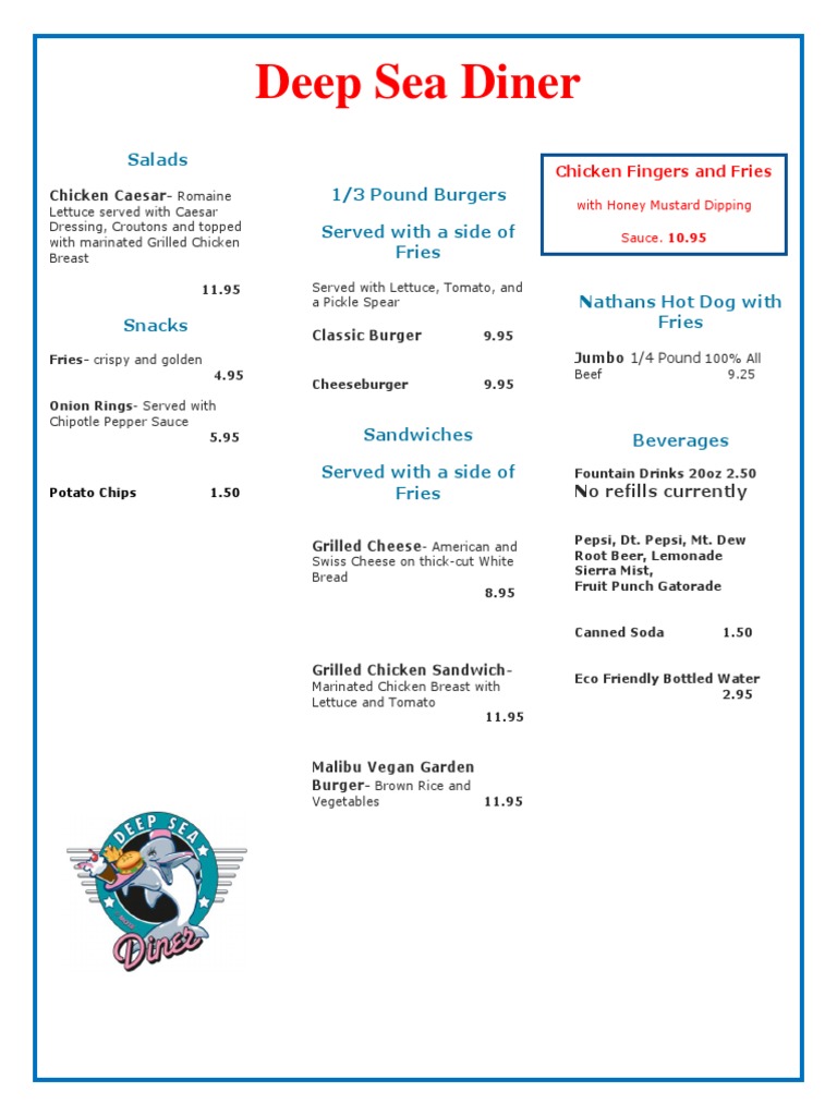 DeepSeaDiner FoodMenu 20220317 | PDF