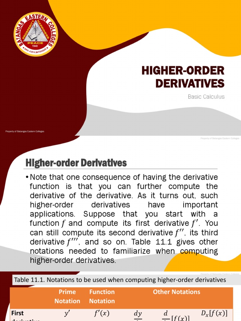 Higher Order Derivatives | PDF
