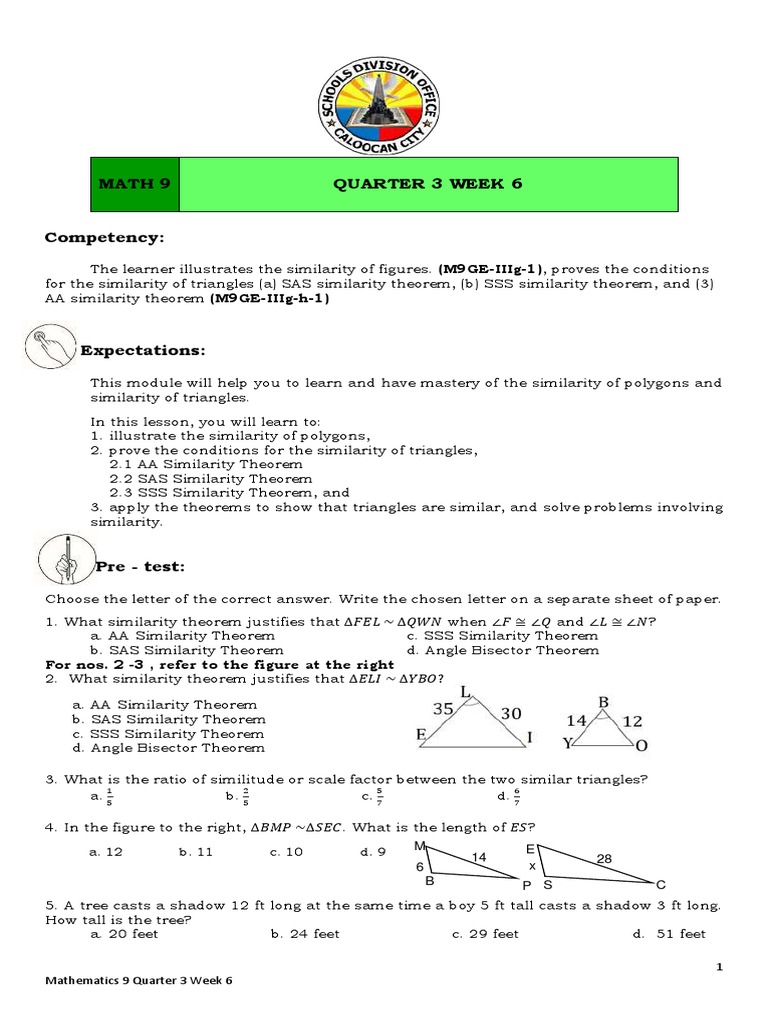 Math 9 Q3 Week 6 | PDF | Triangle | Euclid