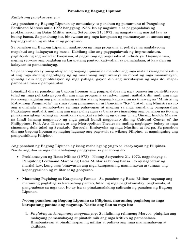 3 Panahon NG Bagong Lipunan | PDF