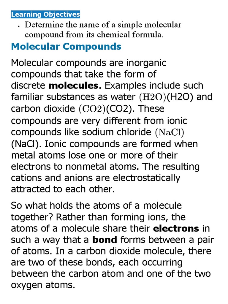 7 Simple Molecular Compounds | Download Free PDF | Chemical Compounds ...