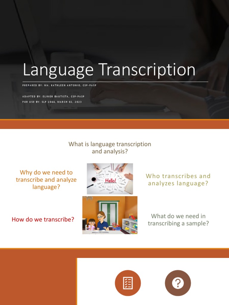 Language Transcription Lecture - PDF | PDF | Punctuation | Question