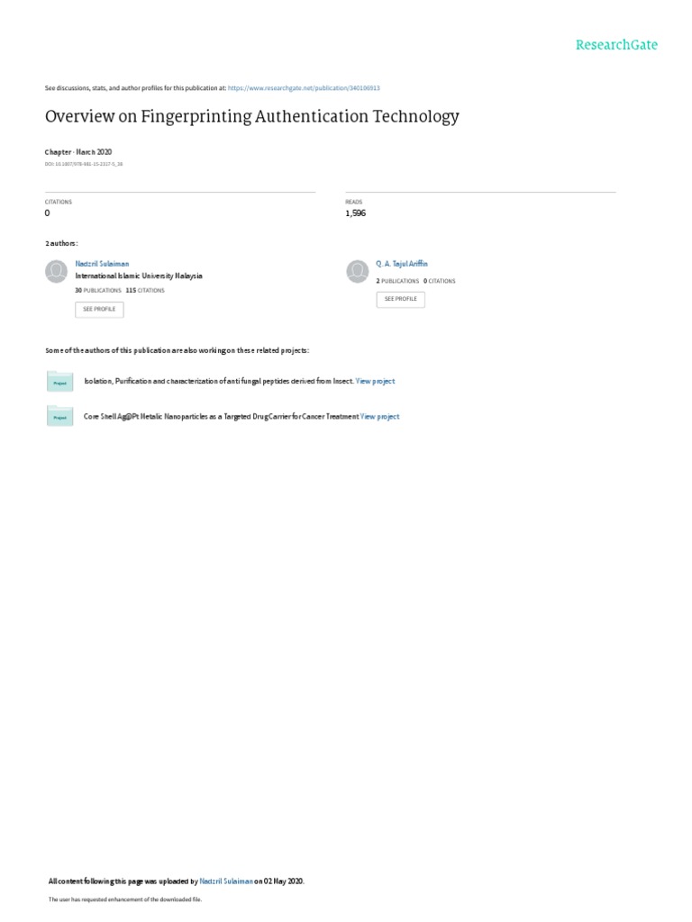 Fingerprinting Authentication Overview | PDF