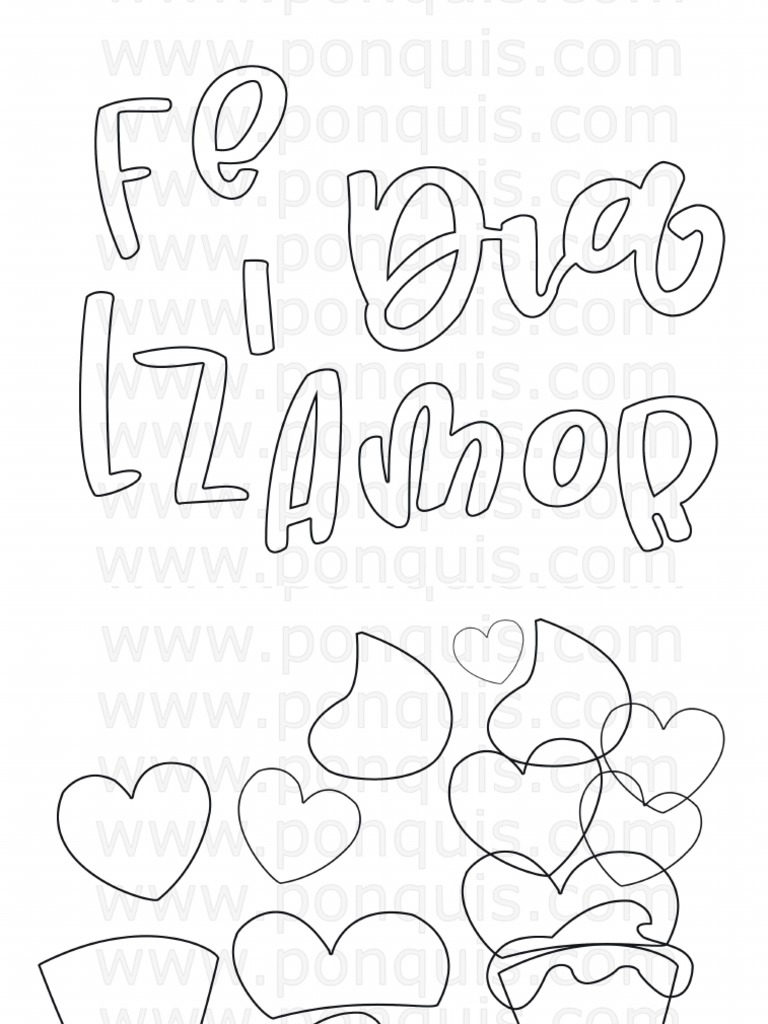 Moldes para Realizar Topper Decorativo de Feliz Dia Amor en PDF 12z | PDF
