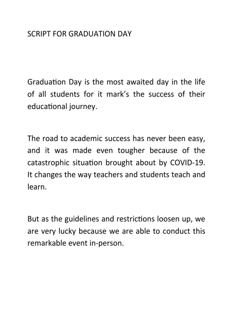 Script For Graduation Day | PDF