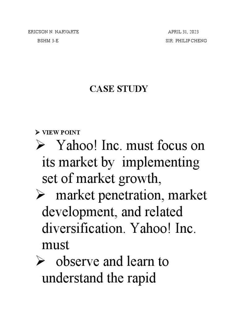 Case Study 2 Yahoo Inc. 2009 | PDF | Internet | Yahoo!